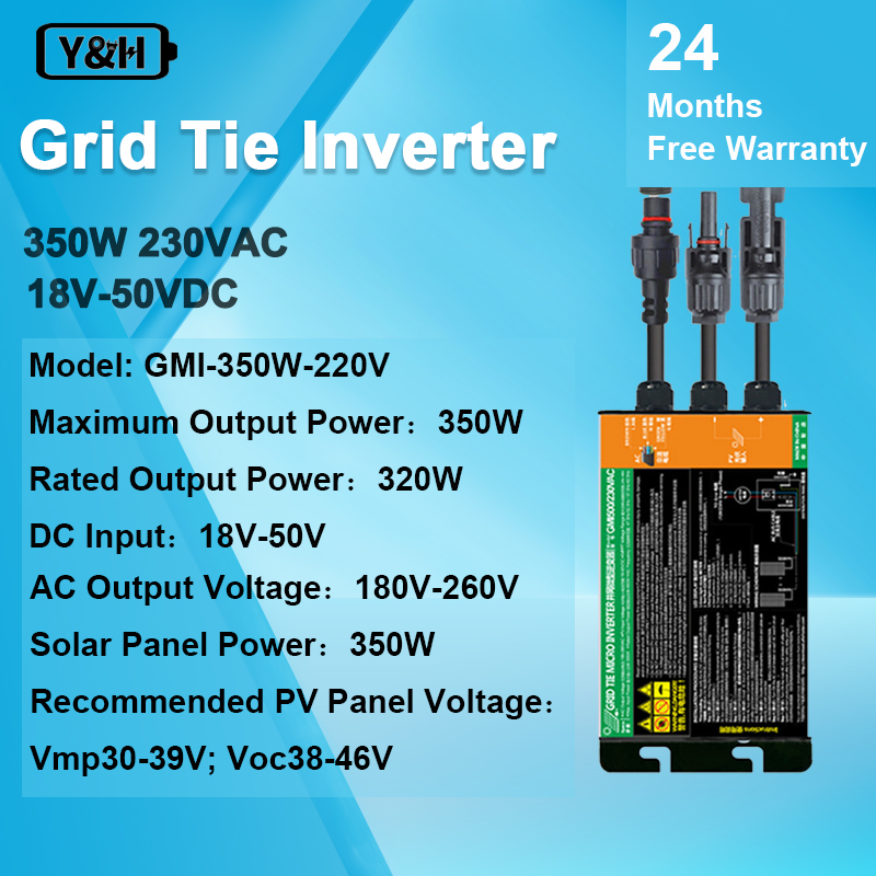 Y&H 350W Grid Tie Micro Inverter MPPT Pure Sine Wave Voc38-50V อินพุต ...
