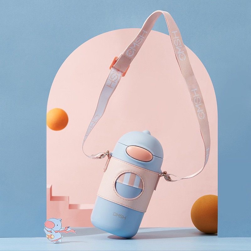 CMSH กระติกน้ำเด็ก ขนาด320ml สแตนเลส 316 พร้อมสายสะพาย พกพาสะดวก แก้วเก็บความเย็นสำหรับเด็ก ...