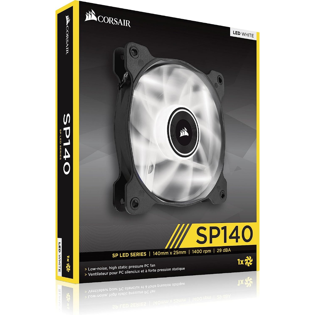 Corsair Premium Fan LED, SingleAir Series™ SP140 LED White High Static ...