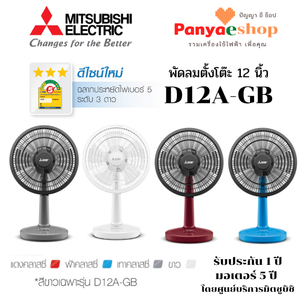 MITSUBISHI ELECTRIC พัลลม รุ่น D12A-GB แบบตั้งโต๊ะ 12 นิ้ว หน้ากาก ...