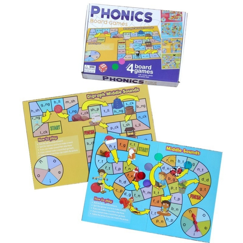 Phonics Board Game ️ ️ บอร์ดเกม เล่นเหมือนบันไดงู ฝึกอ่านคำตามหลักโฟนิค ...