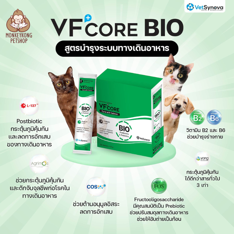 💚 VF core ยกกล่อง (30ซอง) VF core BIO สีมรกต อาหารเสริมแมวเลีย สำหรับน้องแมว 1 กล่อง 💚 | Shopee ...