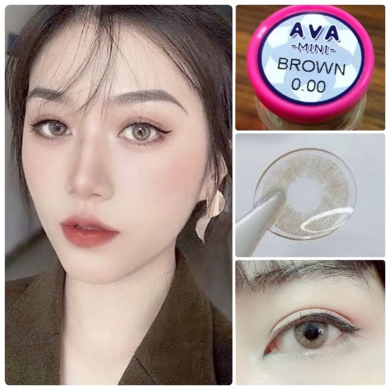 คอนแทคเลนส์ รุ่น Mini Ava สีตาล/Brown สีเทา/Gray มีค่าสายตา (0.00)-(-10 ...