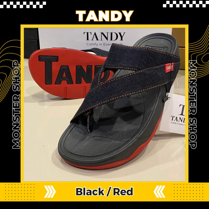 รองเท้า Tandy | Weave Denim : Black/Red | Shopee Thailand