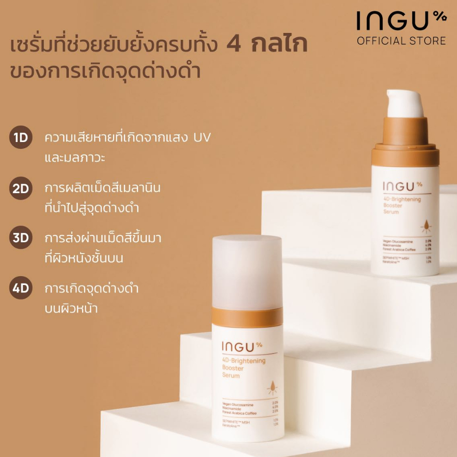 แบ่งขายเซรั่มบำรุงผิวหน้า INGU SKIN 4D-BRIGHTENING BOOSTER SERUM | Shopee Thailand