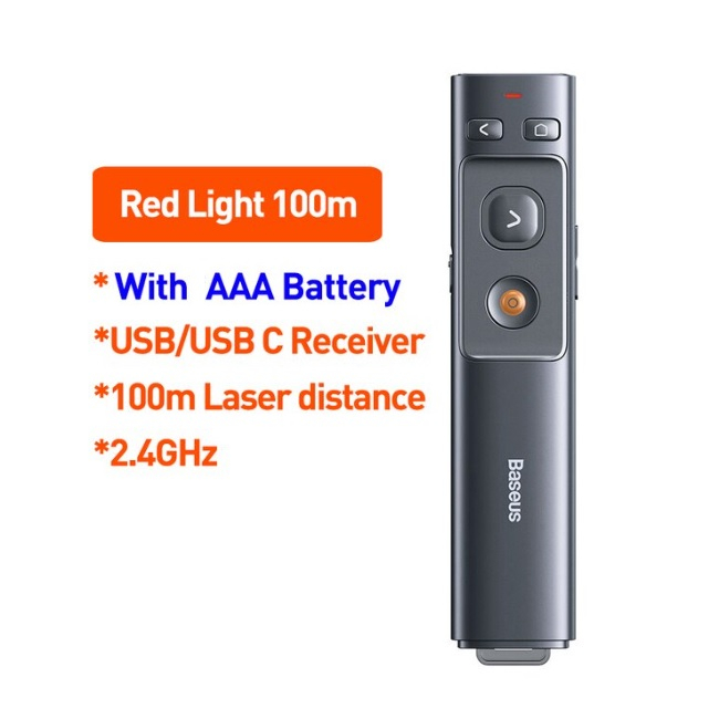 รีโมทพรีเซนไร้สาย Baseus AI Wireless Presenter PPT Pointer 2.4Ghz USB C ...