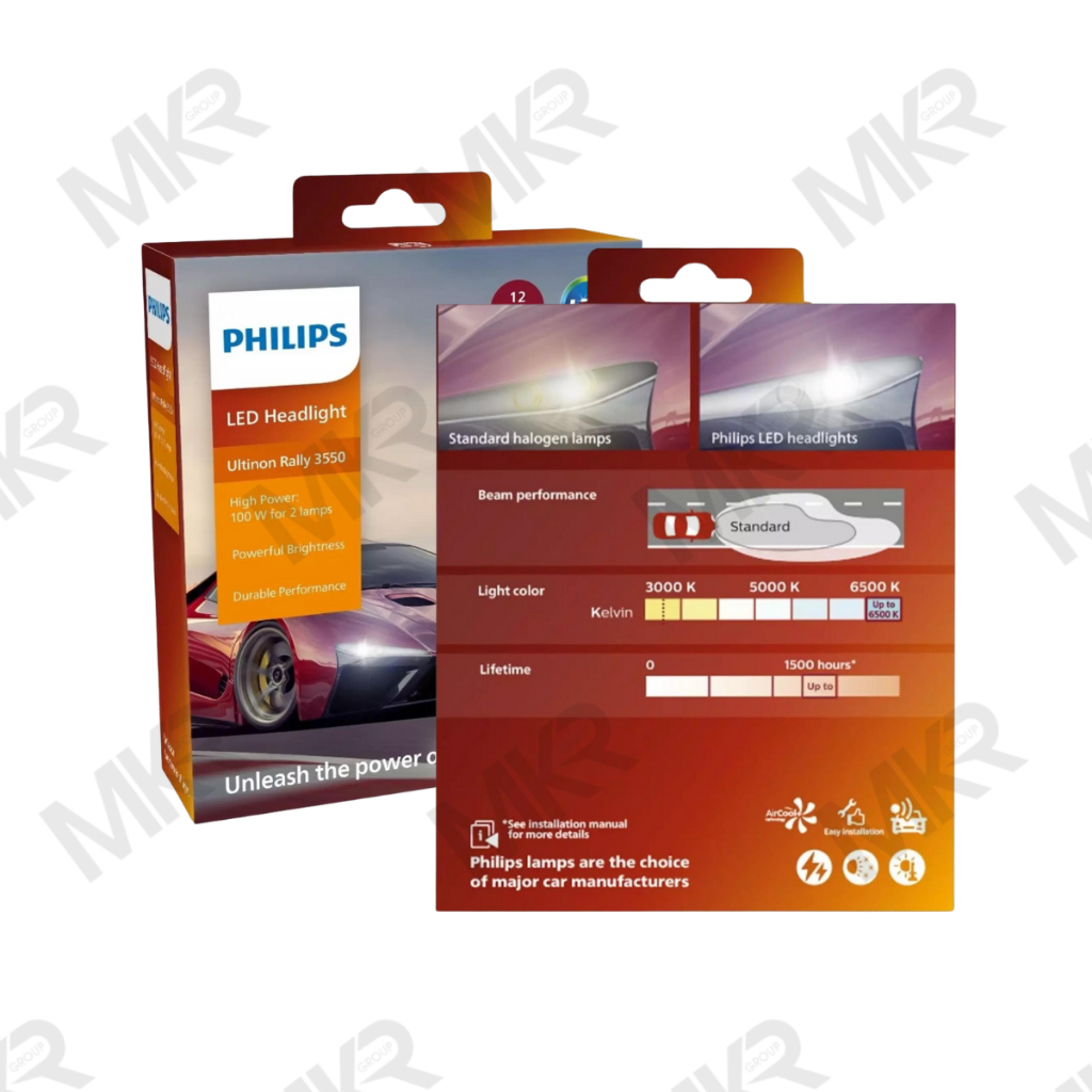 PHILIPS หลอดไฟหน้ารถยนต์ Ultinon Rally 3550 LED 50W สว่าง 4500 ลูเมน ...