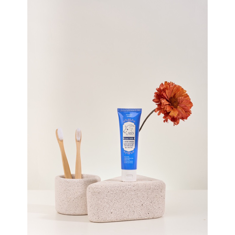 (เปิดบิล) Sis's Goat milk 1 step fresh clear toothpaste ยาสีฟันนมแพะ ...