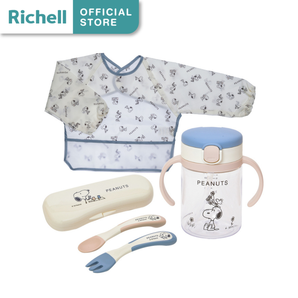 Richell x Peanuts Friends Lunch Set แก้วน้ำหลอดกันสำลัก ขนาด200มล.ลายใหม่ SNOOPY ลายลิขสิทธิ์แท้ ...