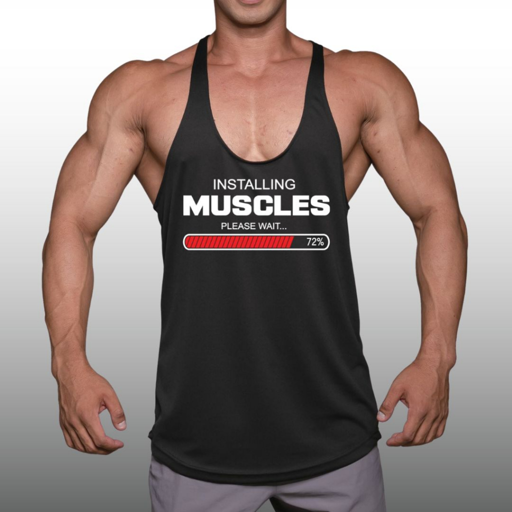 INSTALLING MUSCLES เสื้อกล้ามเพาะกายทรงคลาสสิค Bodybuilding Dry Fit Gym ...