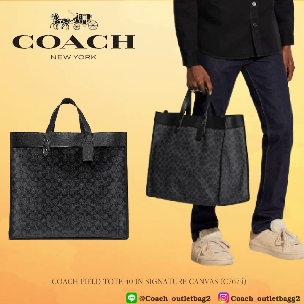 COACH FIELD TOTE 40 IN SIGNATURE CANVAS | Shopee Thailand