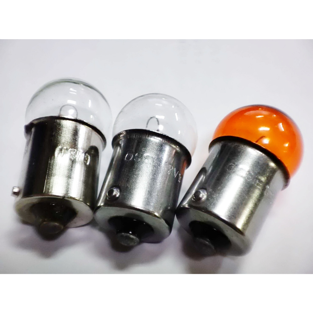 หลอดไฟเลี้ยวมอเตอร์ไซค์ แบบเขี้ยว จุดเดียว สีส้ม/ใส 6V8W 12V10W | Shopee Thailand