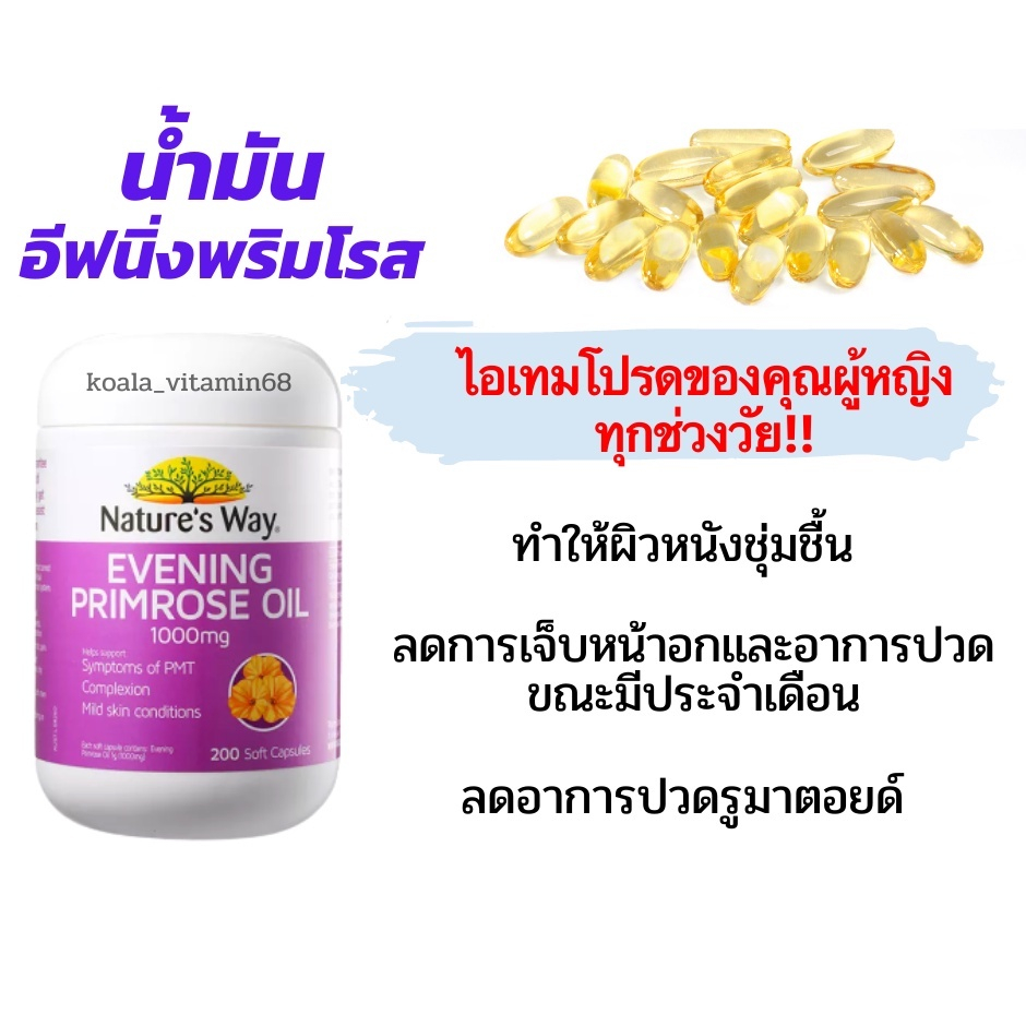 Nature's Way Evening Primrose Oil 1000mg อีฟนิ่งพริมโรส 200 แคปซูล ...