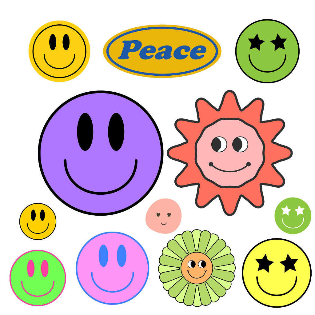 ตัวรีดติดเสื้อSmile 4289 (แมว) set.G หน้ายิ้มหลากสี 🟡🟢🟣🔵 รีดง่ายแผ่นฟิมล์รีดร้อน | Shopee Thailand