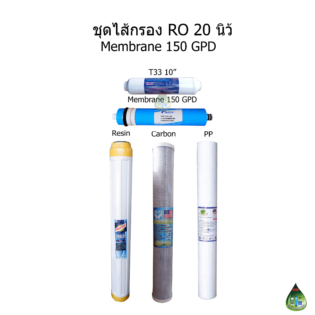 ชุดไส้กรอง RO 20 นิ้ว Membrane 150 GPD | Shopee Thailand