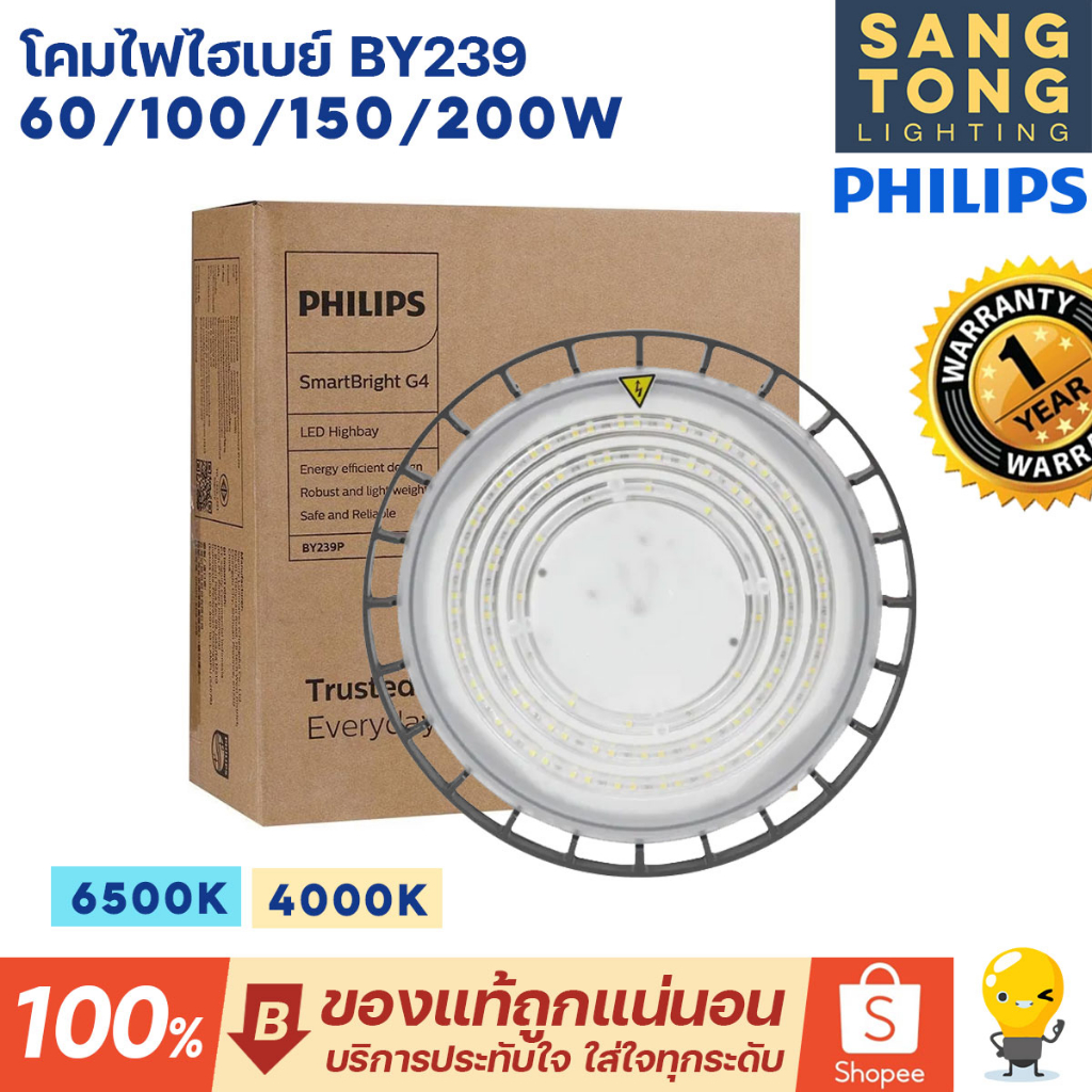 PHILIPS โคมไฮเบย์ BY239P 60w 100w 150w 200w LED SmartBright High Bay ...