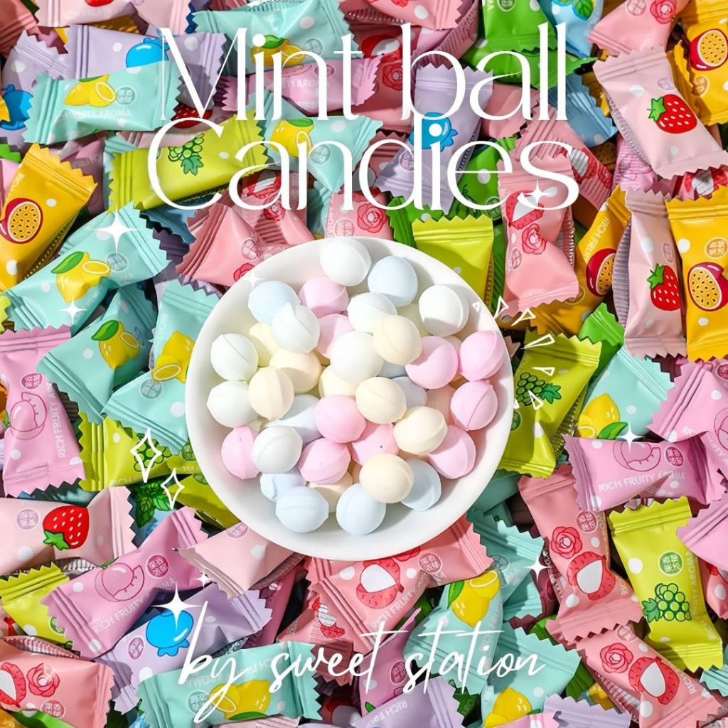 🍃New!🍃 Mint Ball ลูกอมมิ้นท์ แพ็ก 50-100ชิ้น ลูกอมมิ้นต์ กลิ่นผลไม้ 6 ...