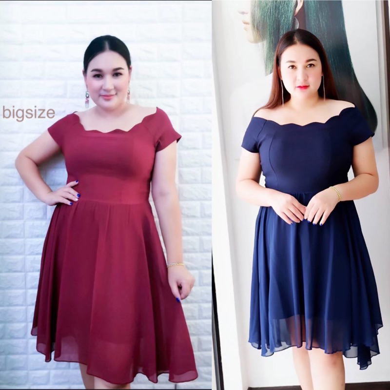 Janny เดรสสั้น เดรสสาวอวบ อ้วน Bigsize XXL Plussize ชุดออกงาน ชุดราตรี ผ้าสกินนี่ ชีฟอง | Shopee ...