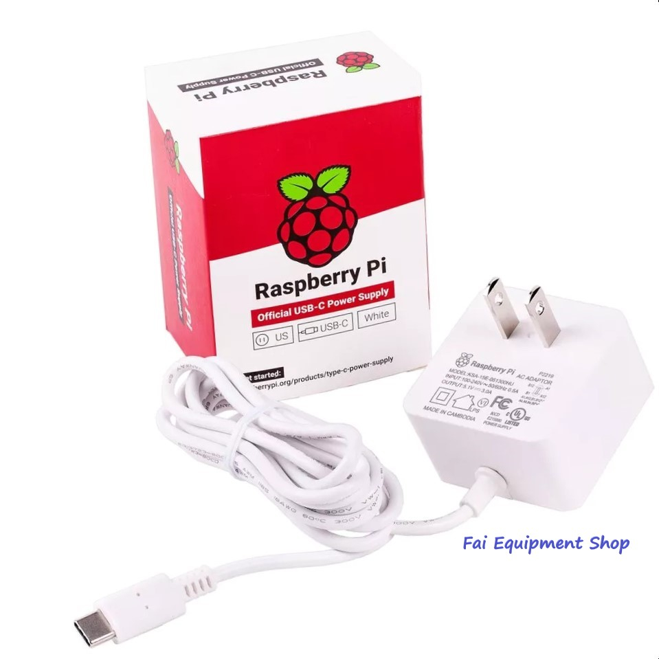 Raspberry Pi 4 Model B Official 15W (5V/3A) USB-C Power Supply US Plug ...
