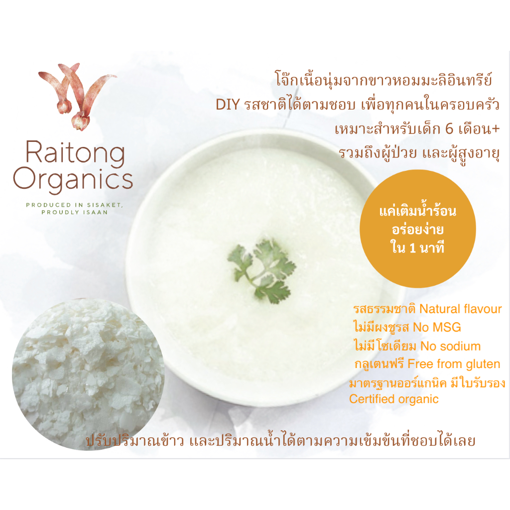 Raitong Organics Instant Rice Congee - 125g pack | Shopee Thailand