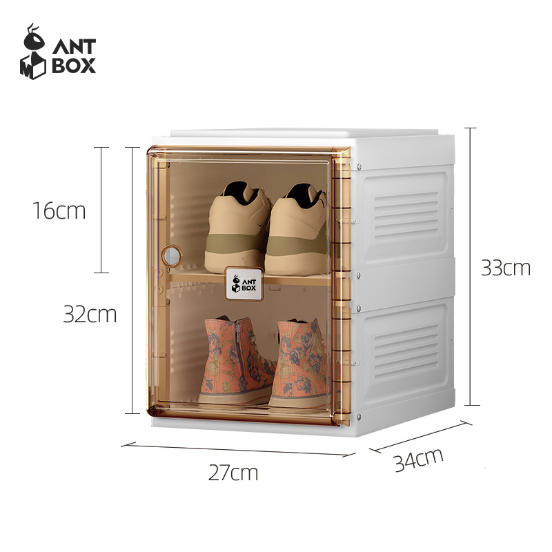 ANTBOX [พร้อมส่ง!!] กล่องใส่รองเท้า 1 แถว ติดตั้งง่าย พับเก็บได้ มีหลายช่องเก็บ ประตูแม่เหล็ก ...