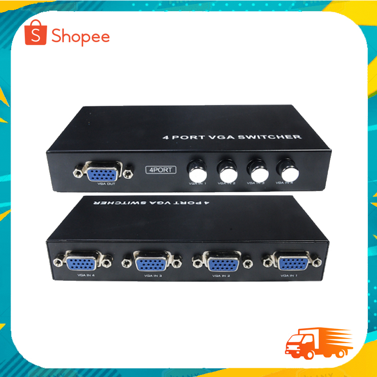 Switcher Selector Box VGA 4 Port Vga เข้า 4 ออก 1 จอ กดสลับเครื่อง ...