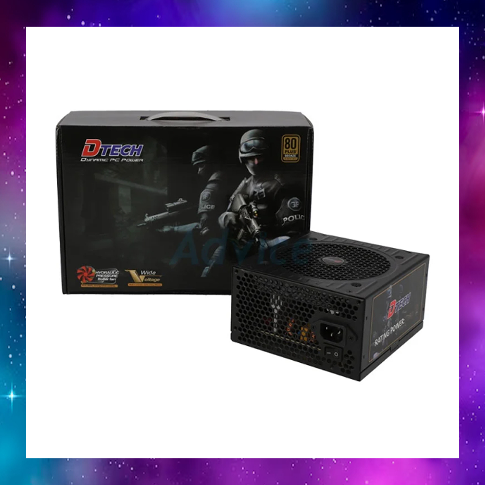POWER SUPPLY (อุปกรณ์จ่ายไฟ) (80+ BRONZE) 750W DTECH PW071A ใช้งานปกติ ...