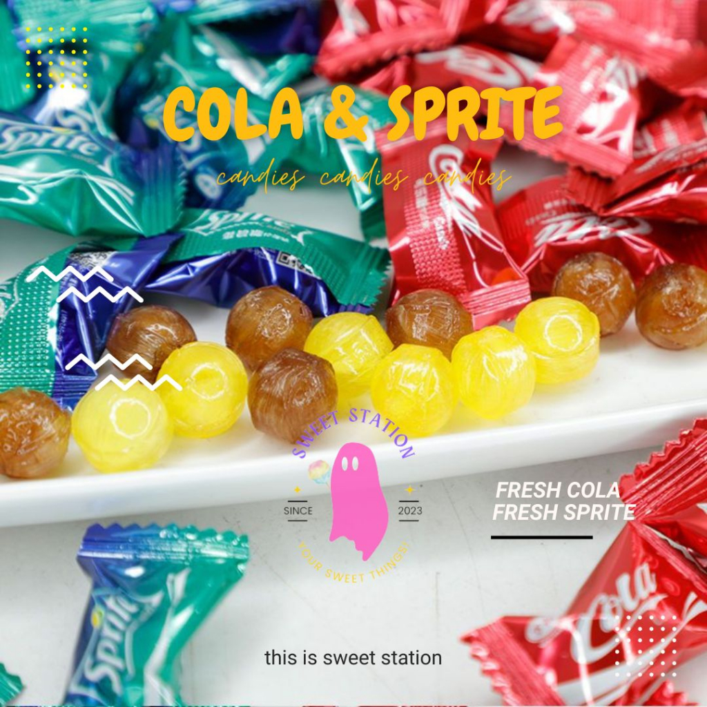 Cola & Sprite Candies ลูกอมรสโค้ก รสสไปรท์ (แพ็ก50-100ชิ้น) ลูกอมกลิ่น ...