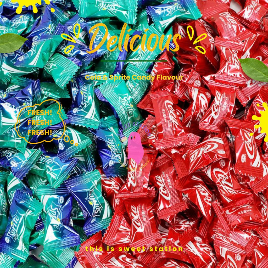 [ลูกอม1บาท/เม็ด] Cola & Sprite Candies ลูกอมกลิ่นน้ำอัดลม (1เม็ด/2.8g ...