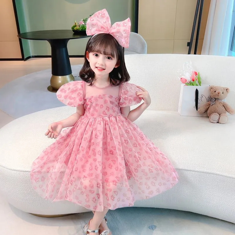 PRINCESS KESLI ชุดเดรสเด็กผู้หญิง เดรสเจ้าหญิงลายดอกไม้สีชมพู เสื้อผ้า ...