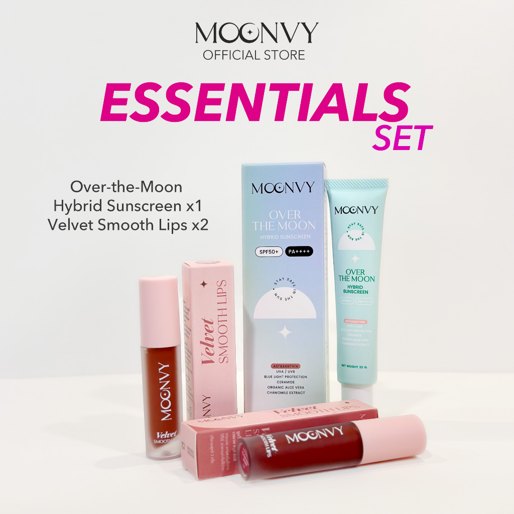 MOONVY เซตสุดคุ้ม กันแดดHybrid 1 & ลิป Velvet Smooth 2 แท่ง ในราคา 850 บาท (ปกติ 1048) Special ...