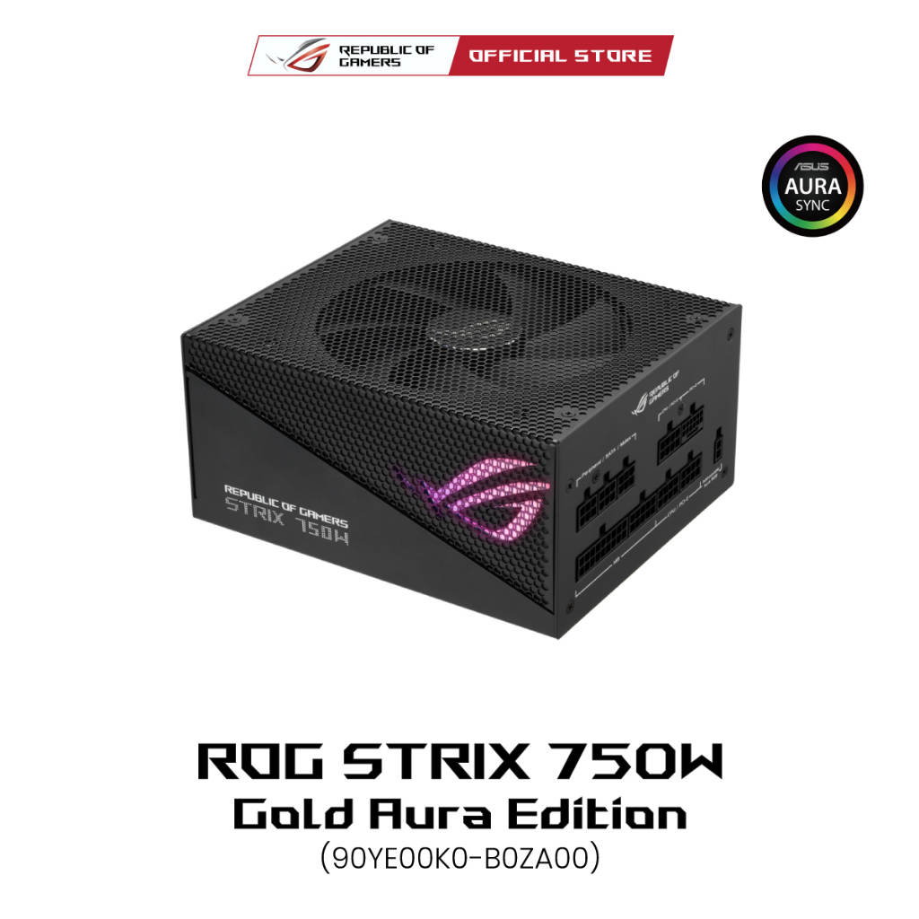 ASUS ROG STRIX 750W Gold Aura Edition (90YE00P3-B0DA00), Power Supply, 80Plus Gold, 750W, ARGB ...