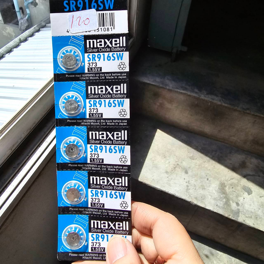 1 แผง-(5ก้อน)-ถ่านกระดุม MAXELL SR916SW -แบตเตอรี่ Silver Oxide Battery ...