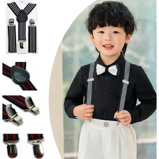 สายเอี๊ยมเด็ก สายหนีบกางเกง ปรับสายได้ แบบหนีบ Vintage Stripes Kids ...