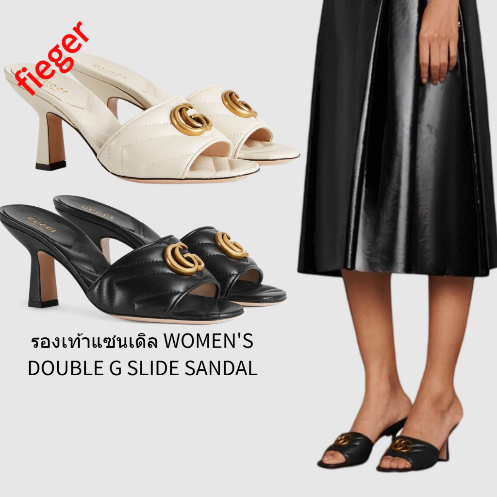 ใหม่รองเท้าหญิงคลาสสิกของ Gucci รองเท้าแซนเดิล WOMEN'S DOUBLE G SLIDE ...