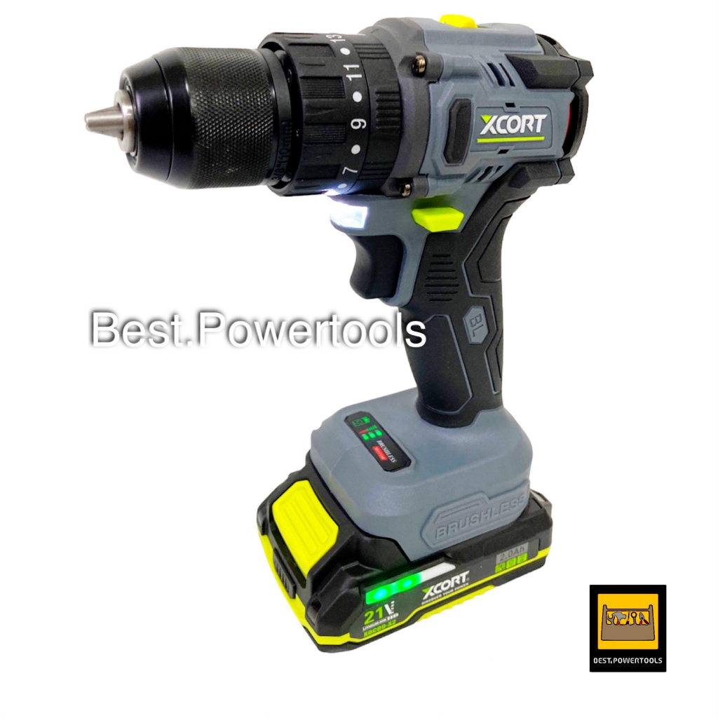 (SERIES 9)XCORT สว่านกระแทกมอเตอร์บลัเลส 21V ขนาด 10 มม. สว่านไร้สายเจาะปูน แรงบิด 70 NM. โมเดล ...