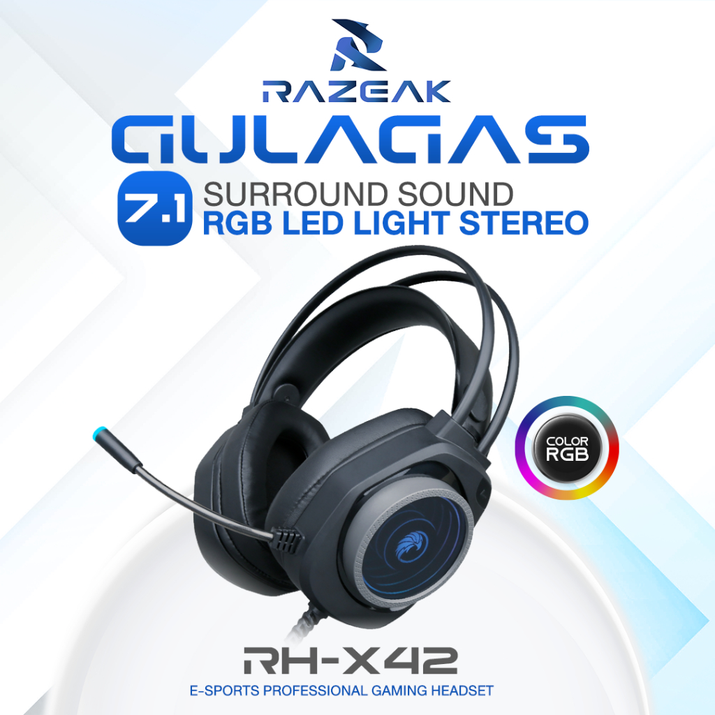 RAZEAK RH-X42 GULAGAS 7.1 SURROUND SOUND RGB LED LIGHT STEREO COLOR RGB ...