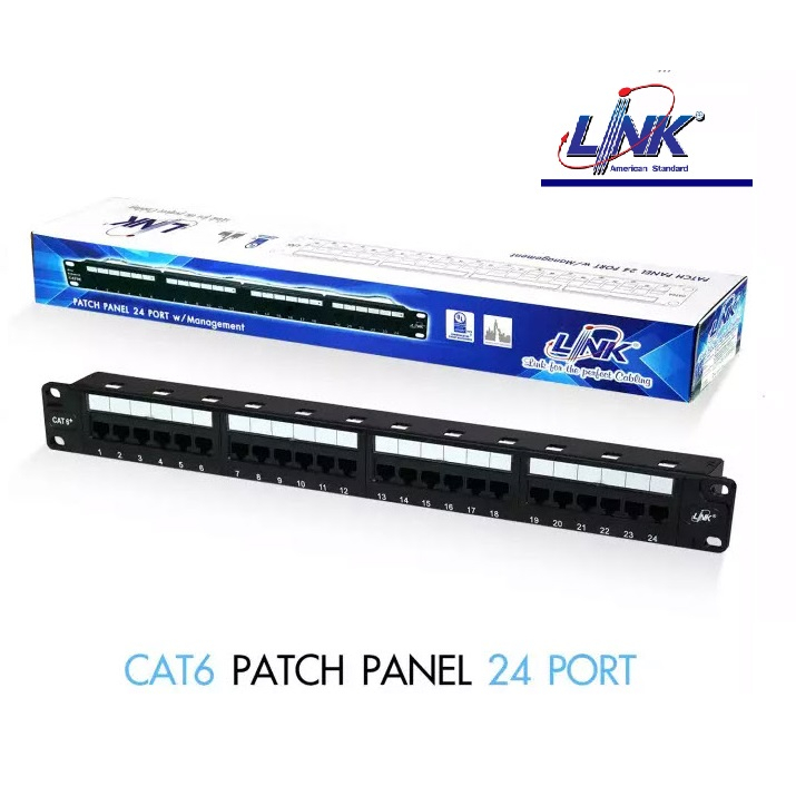 Link CAT6 PATCH PANEL 24 Port 1U (US-3124A) แผงกระจายสาย LAN ชนิด CAT6 ...