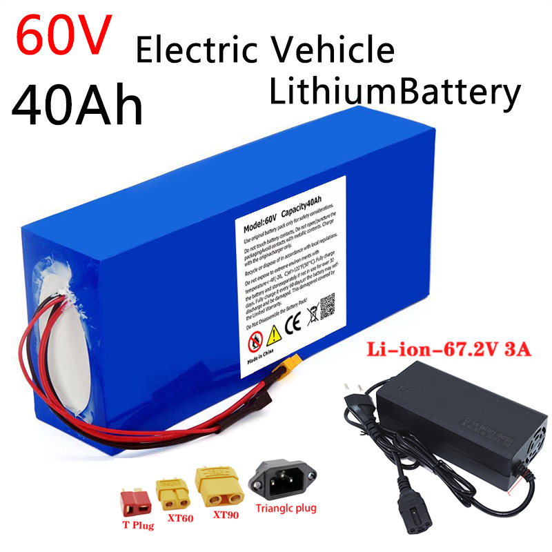 60V 40Ah จักรยานไฟฟ้า 18650 แบตเตอรี่ 67.2V 3000W แบตเตอรี่แบบชาร์จไฟ ...