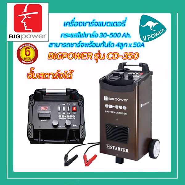 BIGPOWER เครื่องชาร์จแบตเตอรี่ รุ่น CD-350 กระแสไฟ 300-500 Ah. ชาร์จได้ 4 ลูก x 50A แรงดันไฟ 12 ...