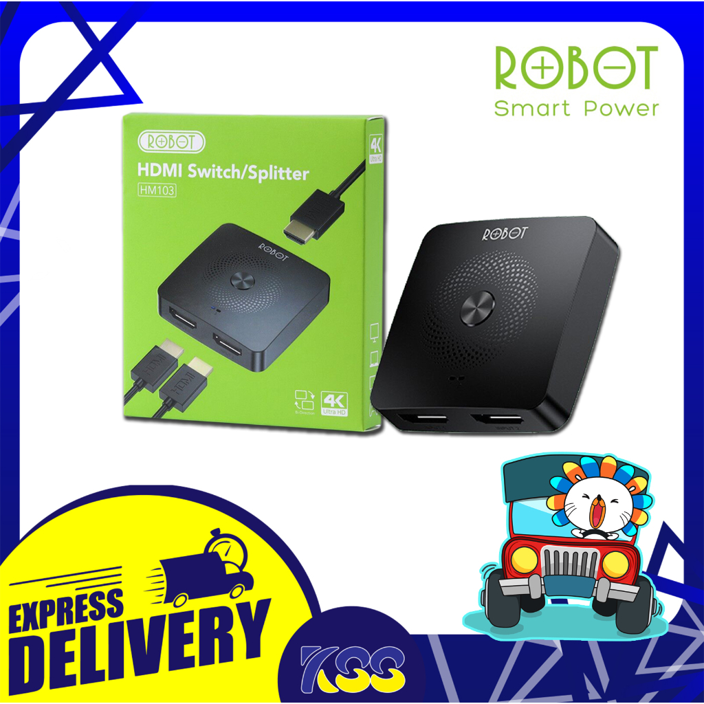 กล่องแยกสัญญาณภาพ Robot Hdmi Switch / Splitter 4K/60Hz รุ่น HM103 ใช้ ...