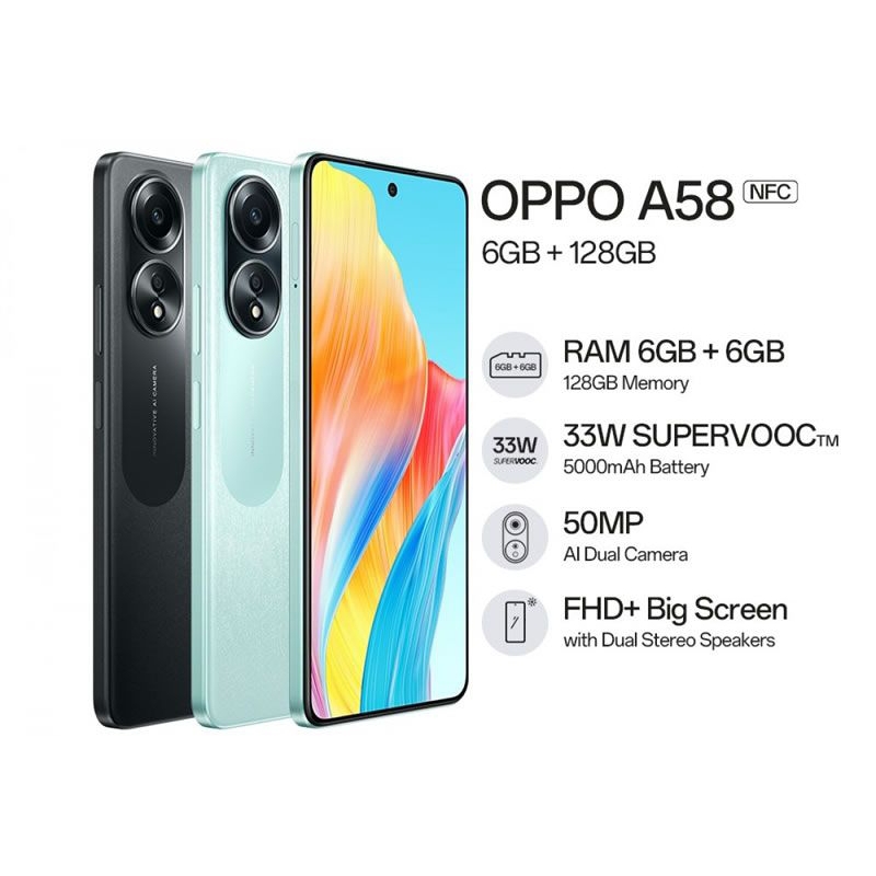 OPPO A58 4G (6GB/128GB) หน้าจอ6.72นิ้ว เครื่องศูนย์แท้ (รับประกัน 1 ปี ...