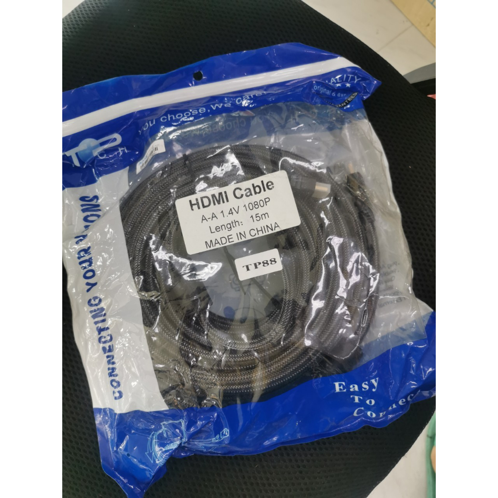 Cable HDMI (V.1.4) ยาว 15 เมตร สายส่งสัญญาณ HDMI (M/M) TOP TECH-สายถักดำ -TP88 | Shopee Thailand