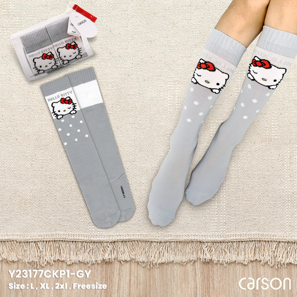 ถุงเท้าข้อยาว | Carson kids | HELLO KITTY | สี : เทา,กรมท่า | Shopee Thailand
