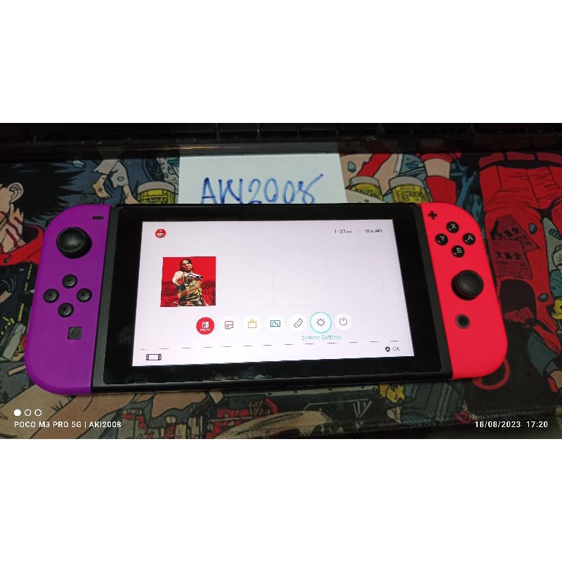 nintendo switch รุ่น XAJ100xxxxxxxx เม็ม 128GB รหัสเขียว สายดาร์ค มีเกม ...