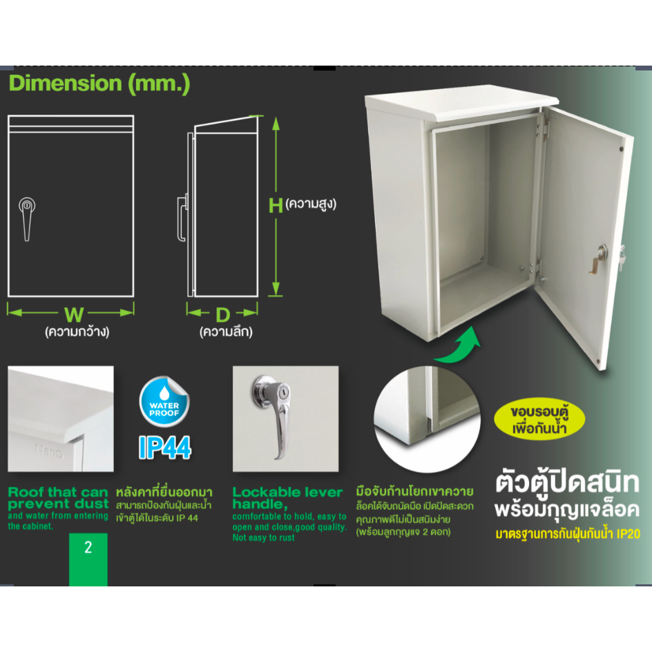 ตู้กันนำ้มีหลังคา แบบกันน้ำ มาตรฐาน ตู้ไซร์ ตู้เหล็ก ติดตั้งภายใน และภายนอก Nano มีหลายขนาด MCWC ...
