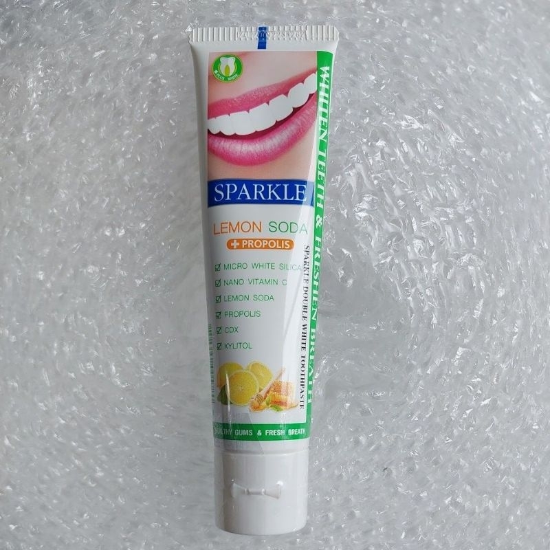 Sparkle double white toothpaste lemon soda ยาสีฟันสูตรฟันขาว 100g. | Shopee Thailand