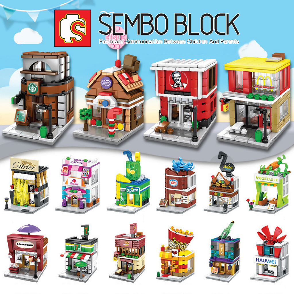 ชุดตัวต่อ SEMBO BLOCK ร้านค้า เเบรนด์ดังหลากหลายรูปแบบต่อๆกันเป็นเมือง ...