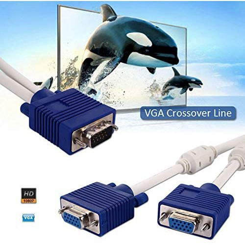 VGA Splitter Dual Monitor Y Cable (1 Male & 2 Female) | Shopee Thailand