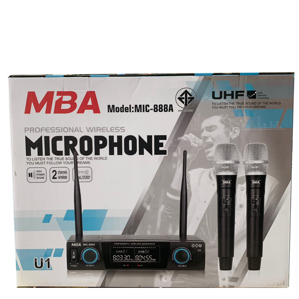 MBA รุ่น MIC-888A U1 คลื่น UHF ไมค์ลอยคู่ ไร้สาย ดูดเสียงดี | Shopee Thailand